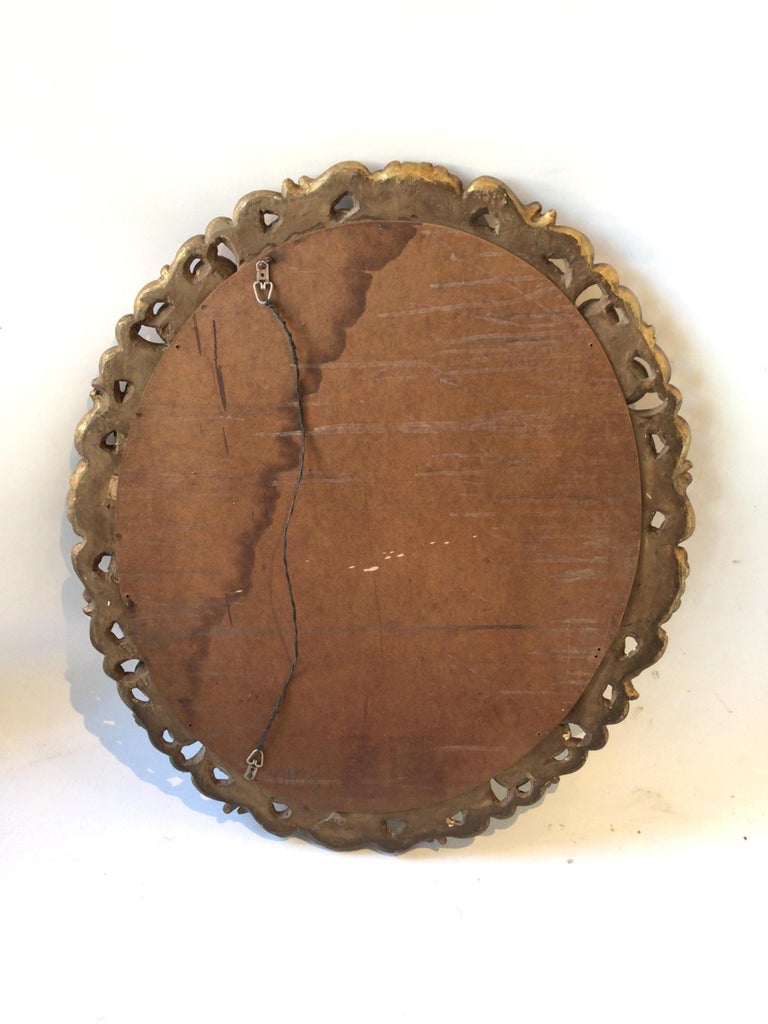 1930s Carved Wood Gilt Oval Italian Mirror with Shell Motif For Sale at ...