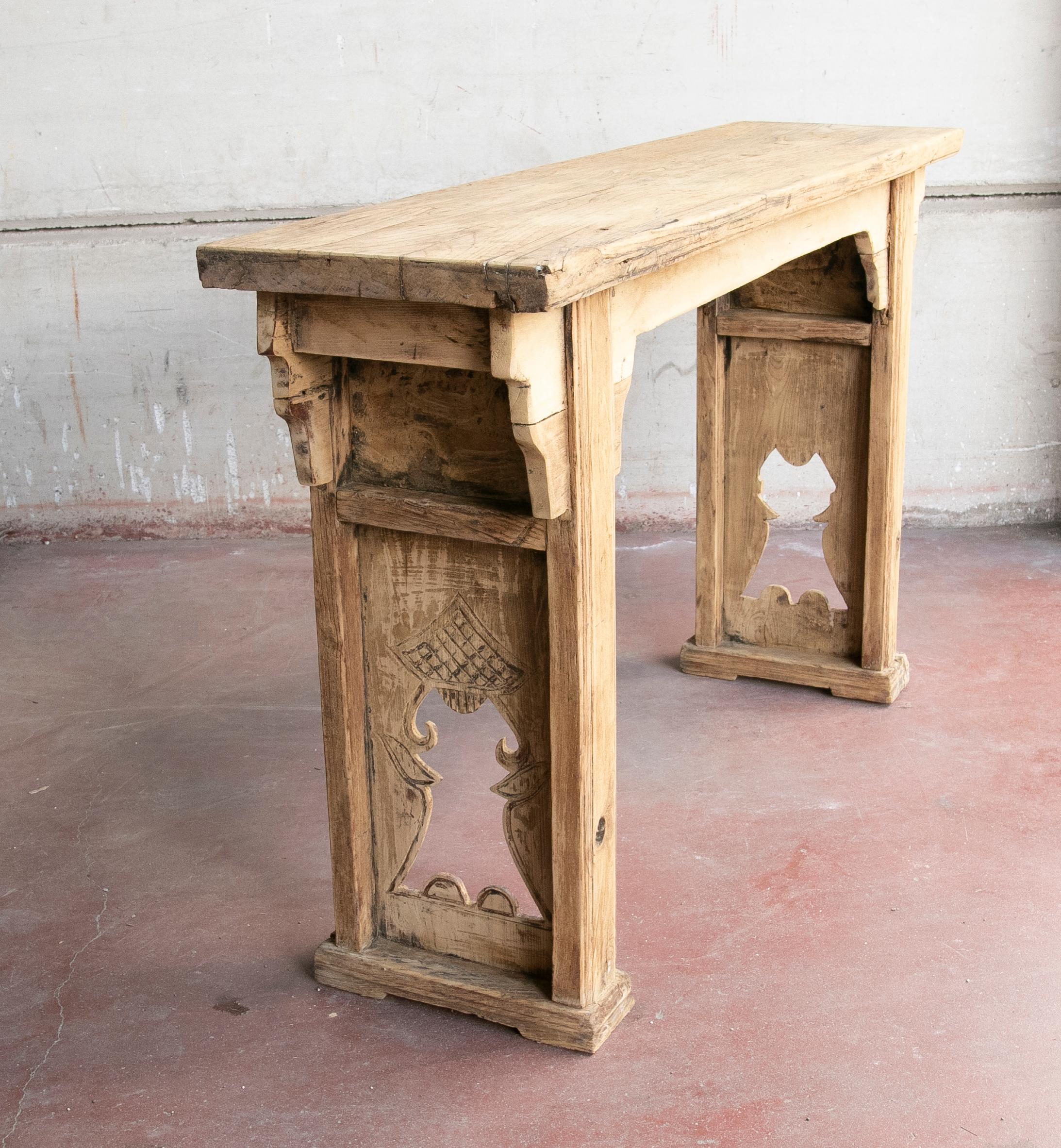 1930s Chinese Console Table in Elm Wood in its Natural Colour at 1stDibs