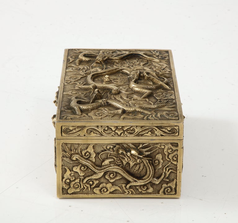 1930's Chinese Solid Brass Dragon Jewelry Box For Sale at 1stDibs