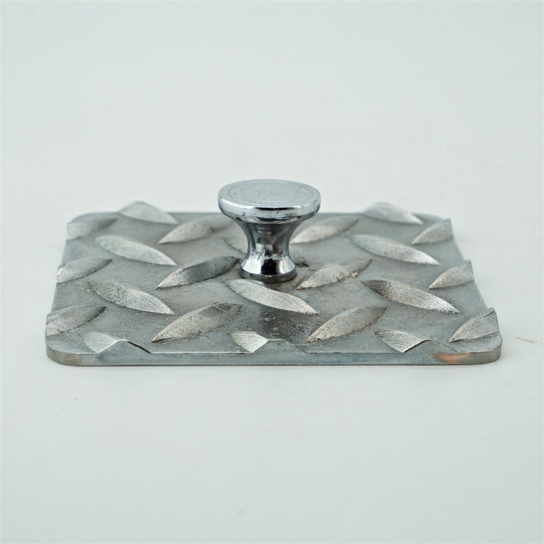 1930s Chrome Diamond Plate Paperweight Curiosity Desk Object Architect ...