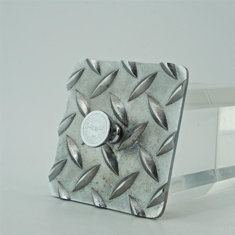 1930s Chrome Diamond Plate Paperweight Curiosity Desk Object Architect ...