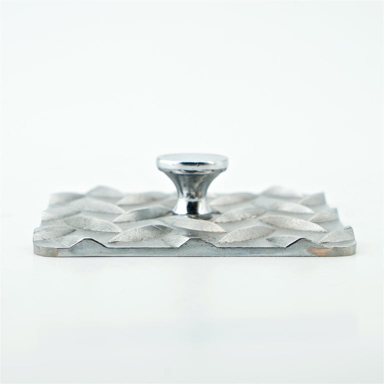 1930s Chrome Diamond Plate Paperweight Curiosity Desk Object Architect ...