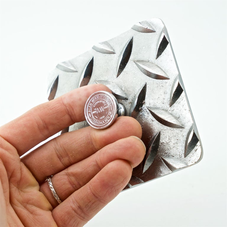 1930s Chrome Diamond Plate Paperweight Curiosity Desk Object Architect ...