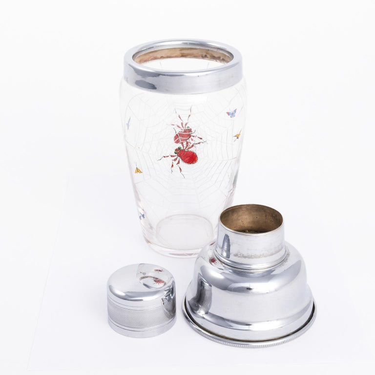1930s Cocktail Shaker with Hand Painted Spider at 1stDibs
