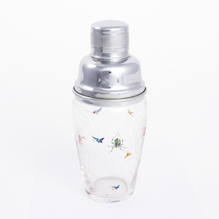 1930s Cocktail Shaker with Hand Painted Spider at 1stDibs