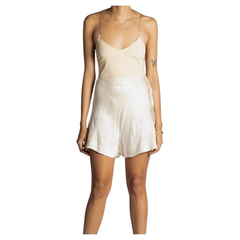 1930S Cream Bias Cut Silk Charmeuse Tap Short Knickers With Exceptional ...