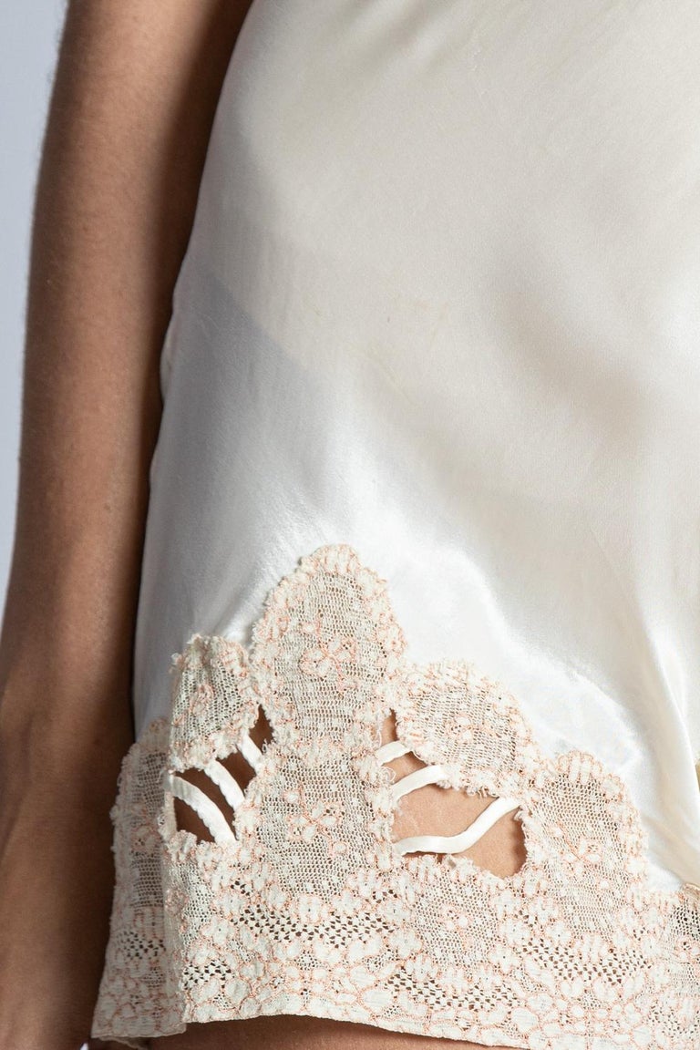 1930S Cream Bias Cut Silk Charmeuse Tap Short Knickers With Lace And ...