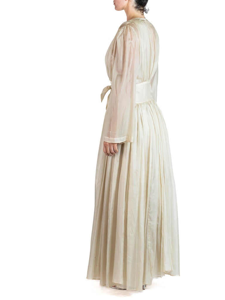 1930S Cream Silk Feather Weight Robe and Negligee Ensemble For Sale at ...