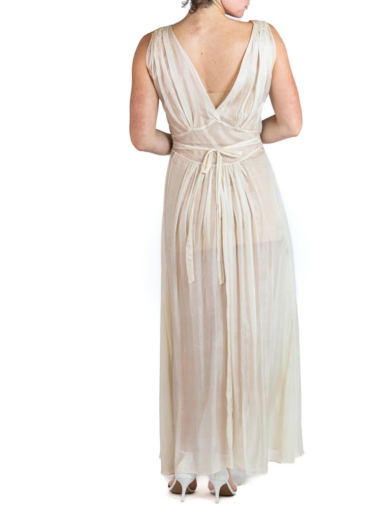 1930S Cream Silk Feather Weight Robe and Negligee Ensemble For Sale at ...