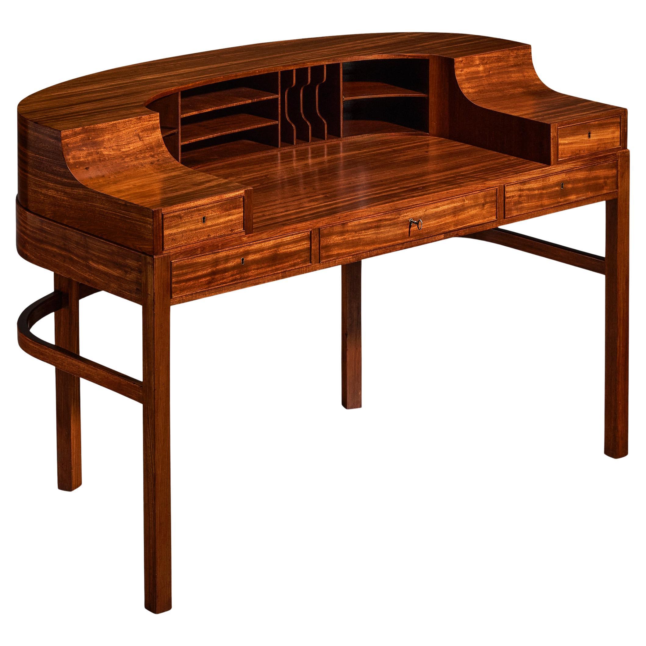 1930s Curved Writing Desk in Mahogany by Danish Cabinetmaker For Sale ...
