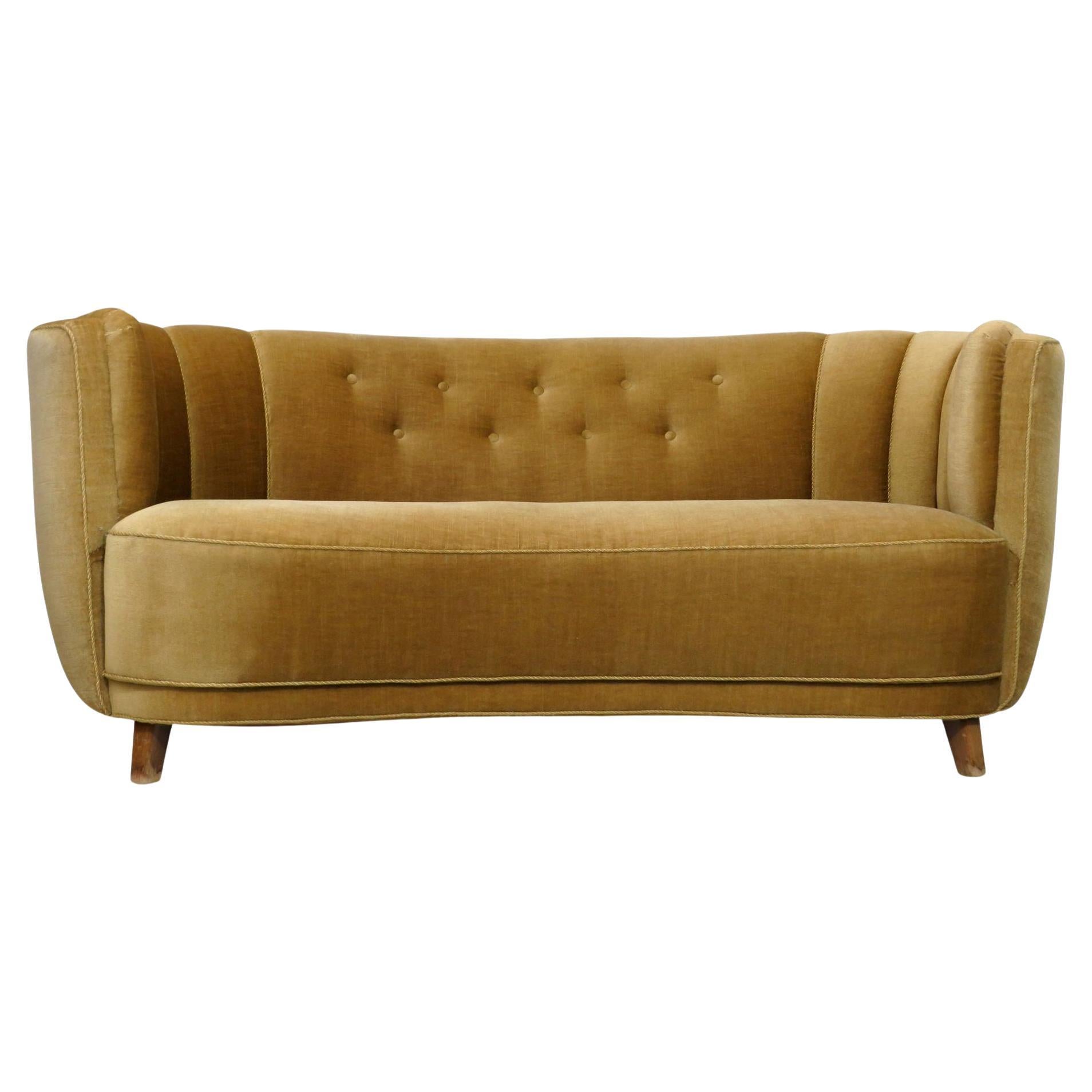Button Tufted Mohair Sofa By Baker at 1stDibs