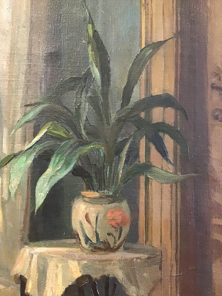 1930s Danish Oil Painting on Canvas of a Woman with a Dog by Carl ...