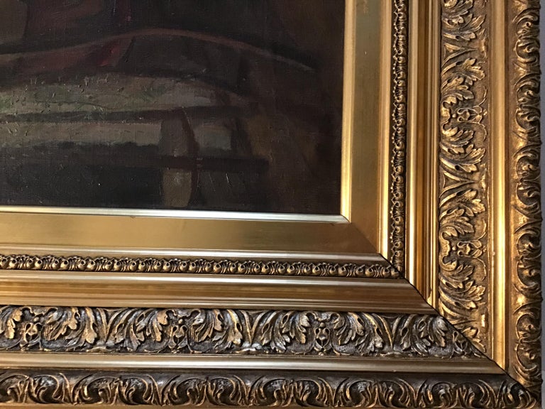 1930s Danish Oil Painting on Canvas of a Woman with a Dog by Carl ...