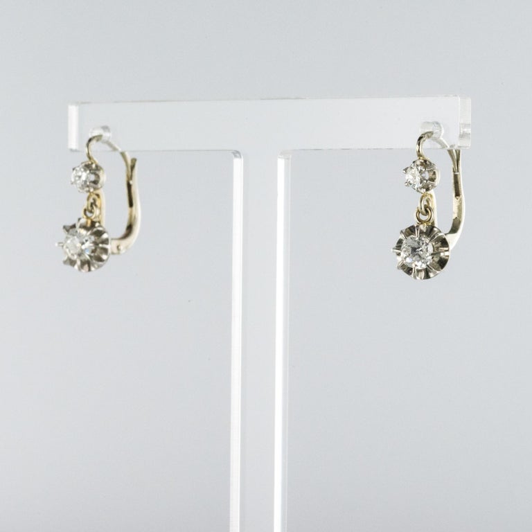 1930s Art Deco Diamonds 18 Karat White Gold Lever- Back Earrings at 1stDibs