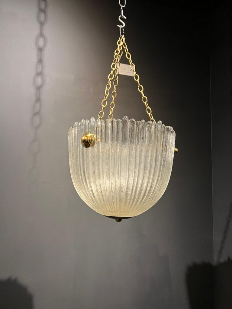 1930s Domed French Molded Glass Light Fixture For Sale at 1stDibs