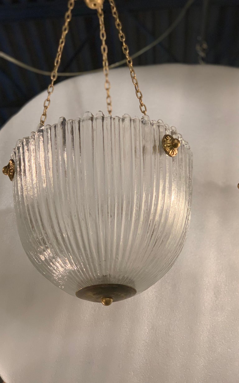 1930s Domed French Molded Glass Light Fixture For Sale at 1stDibs