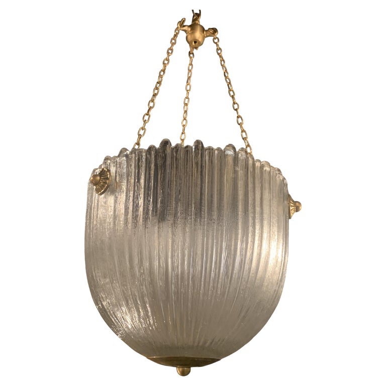 1930s Domed French Molded Glass Light Fixture For Sale at 1stDibs
