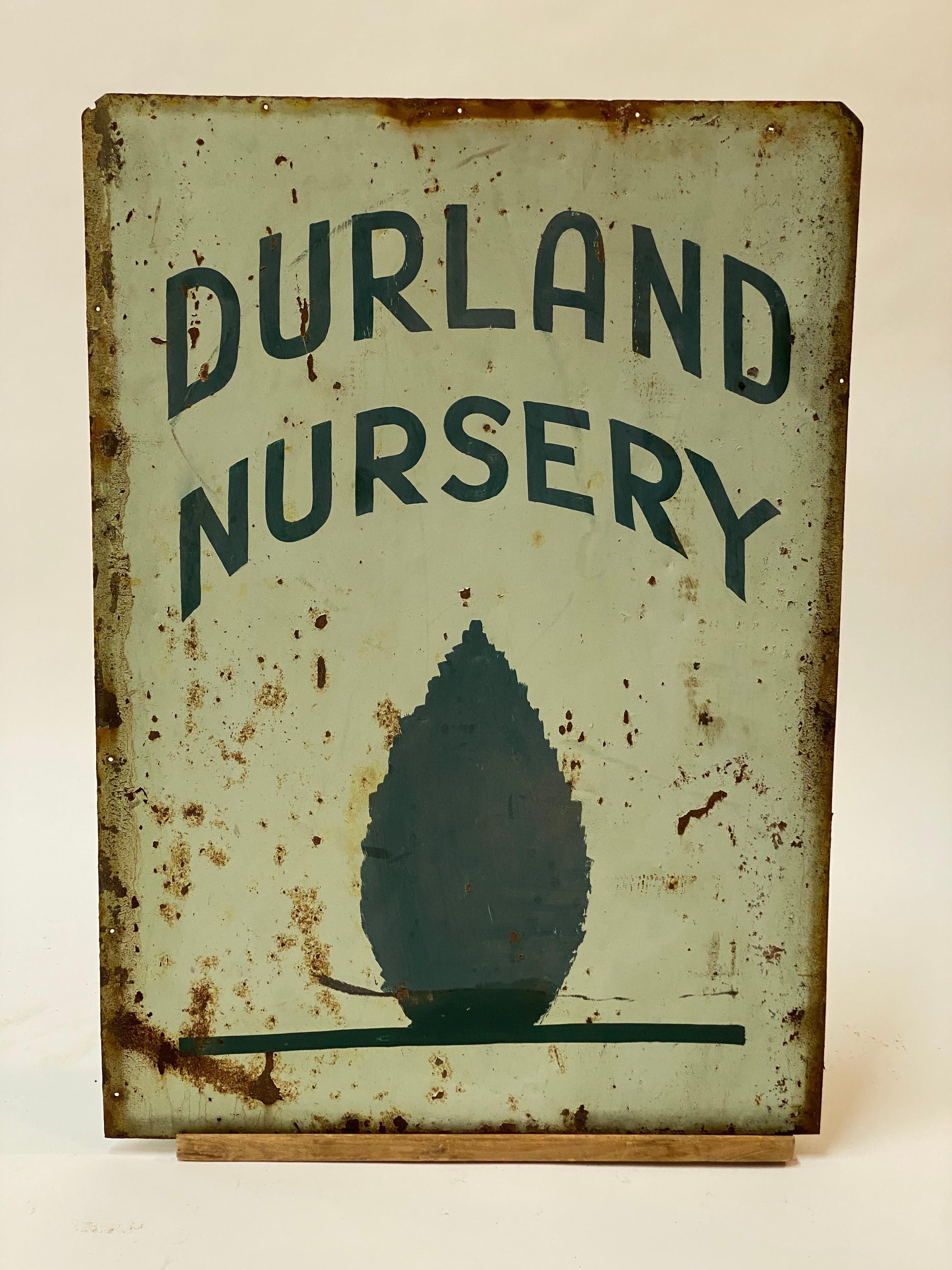 1930s Durland Nursery Hand Painted Doubles Sided Sign For Sale at 1stDibs