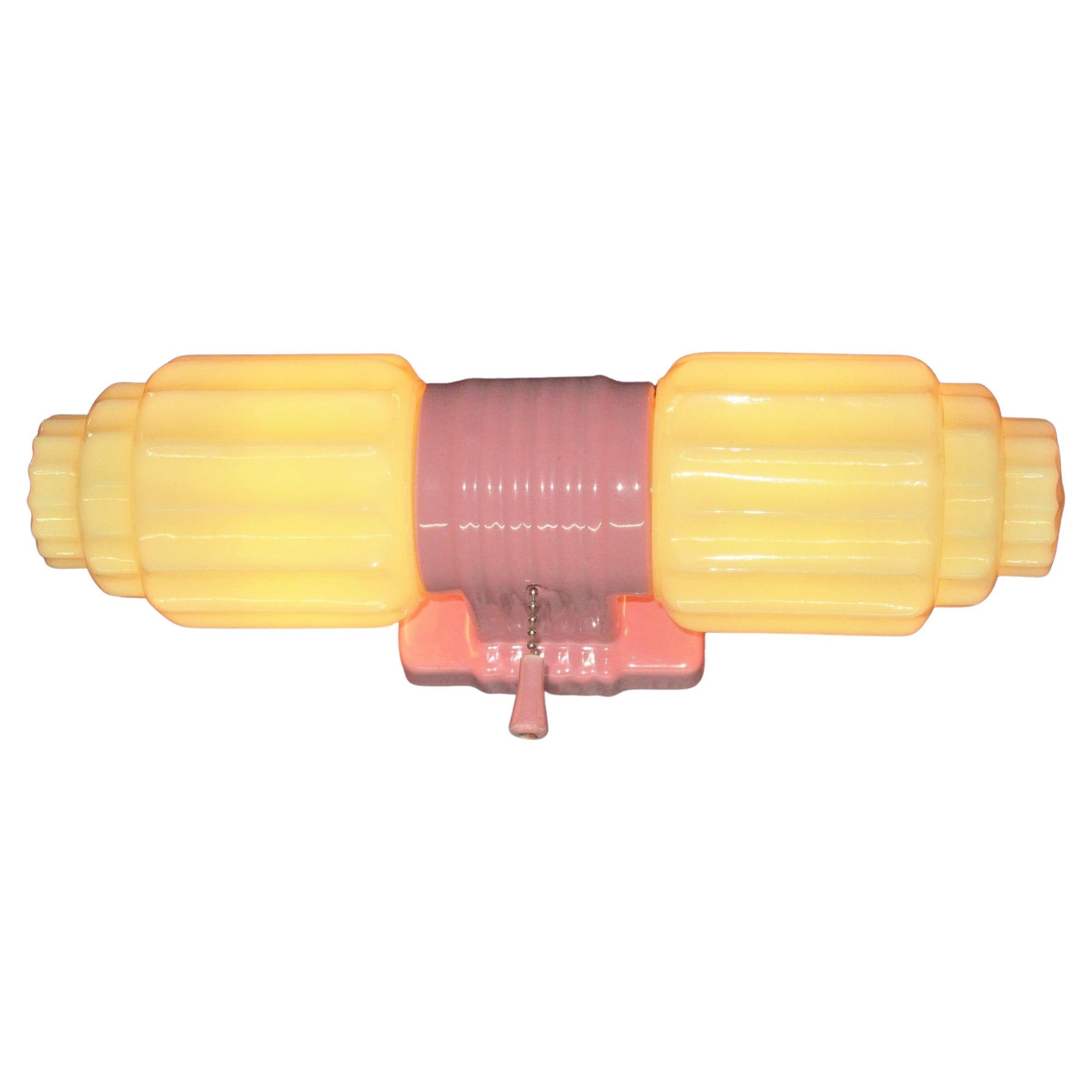 1930s Duroc Pink Sconce with Custard Shades at 1stDibs