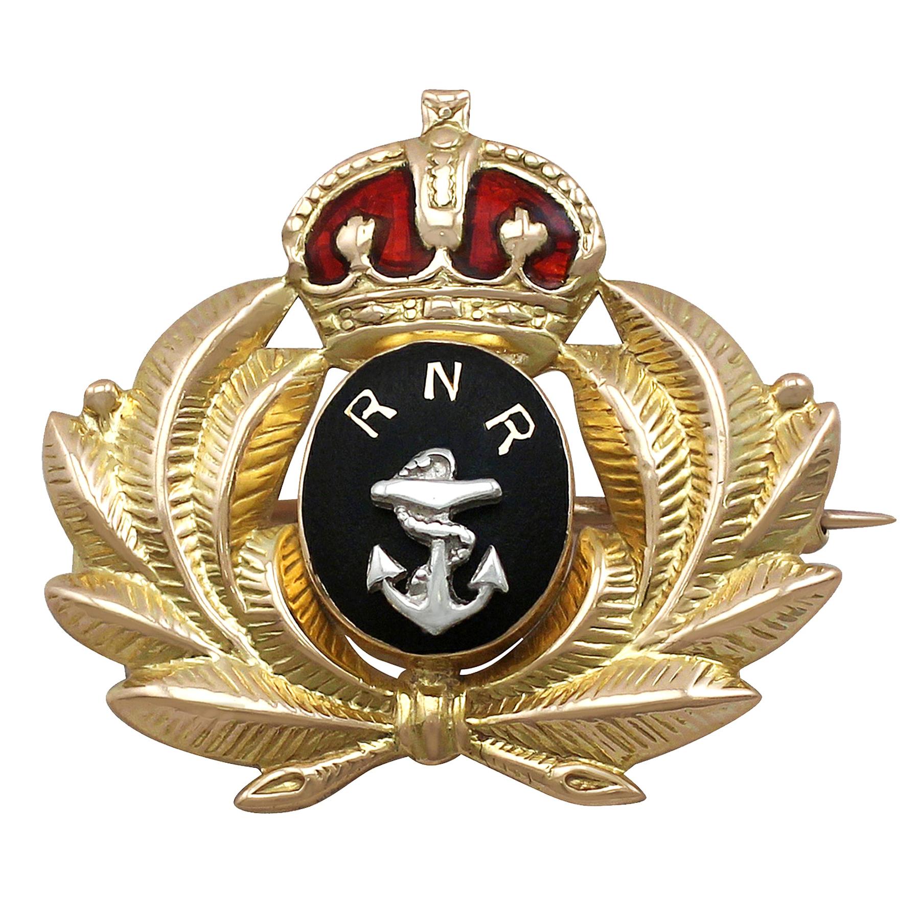 Antique Diamond and White Gold Royal Navy Brooch at 1stdibs