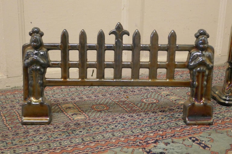 1930's Enamelled Knight Fireside Companion Set and Matching Fender For ...
