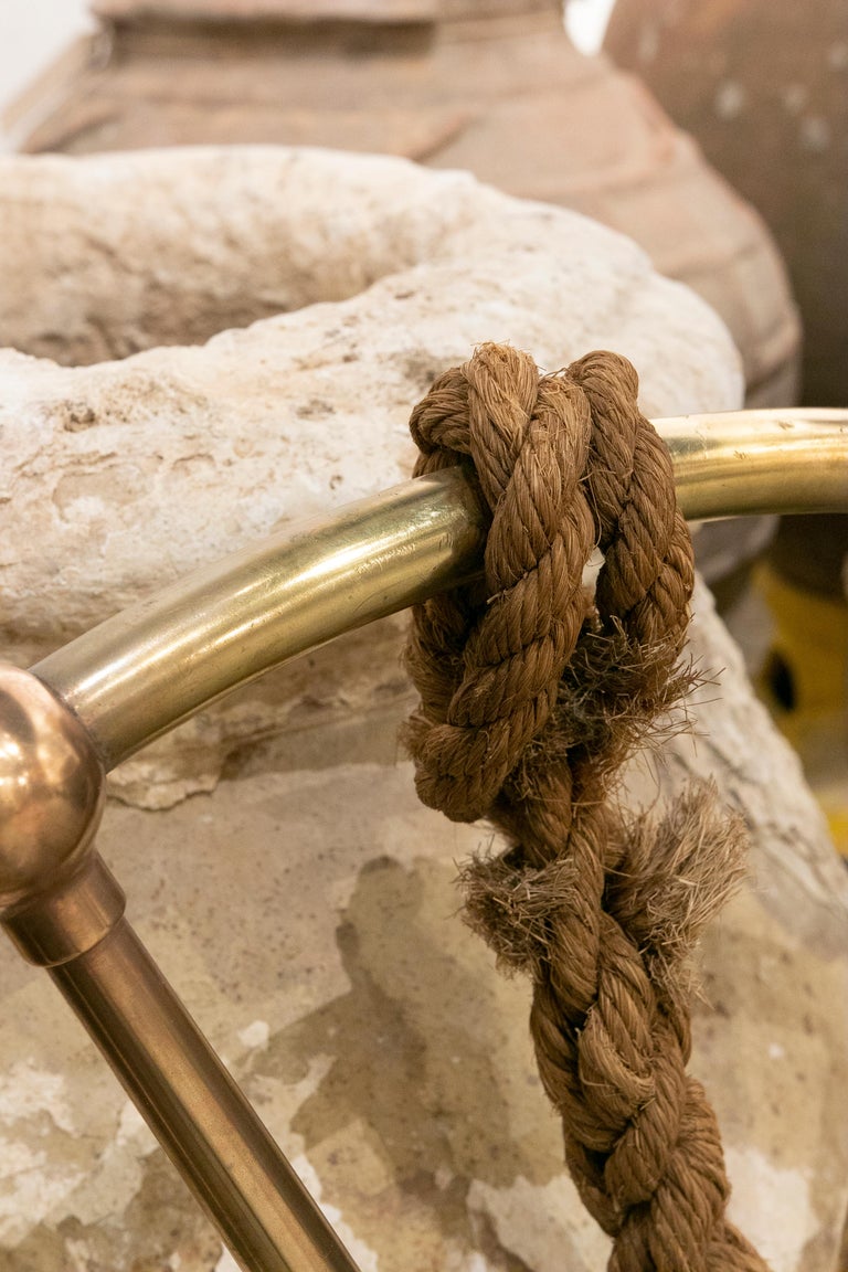 1930's English Bronze Rudder with Wooden Handles For Sale at 1stDibs