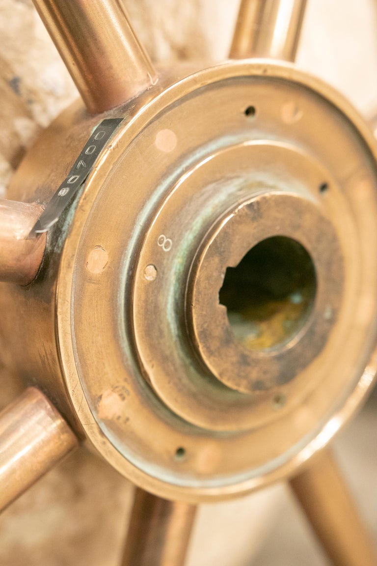 1930's English Bronze Rudder with Wooden Handles For Sale at 1stDibs