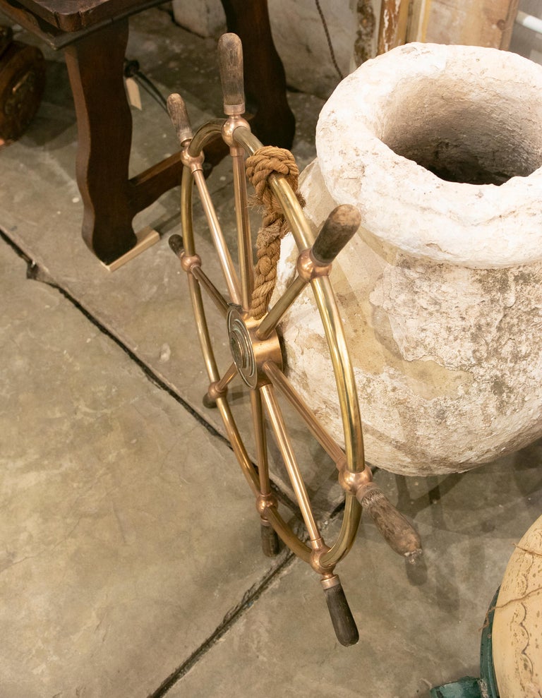 1930's English Bronze Rudder with Wooden Handles For Sale at 1stDibs