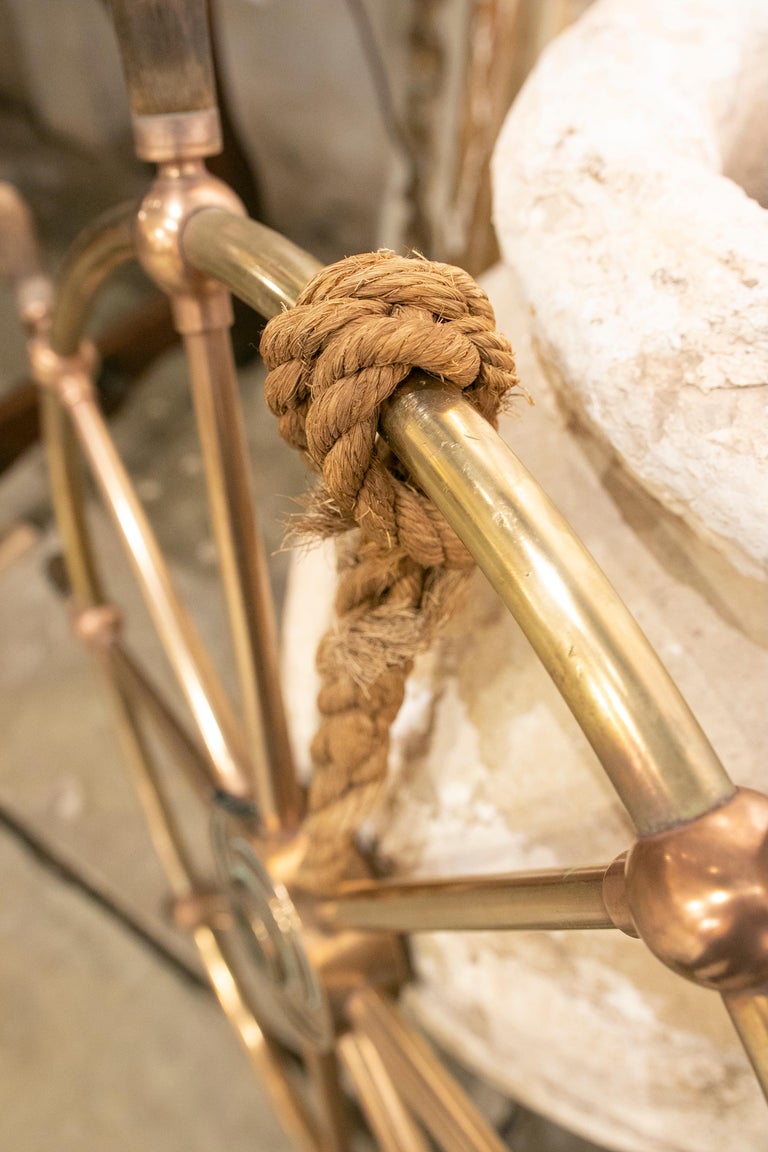 1930's English Bronze Rudder with Wooden Handles For Sale at 1stDibs