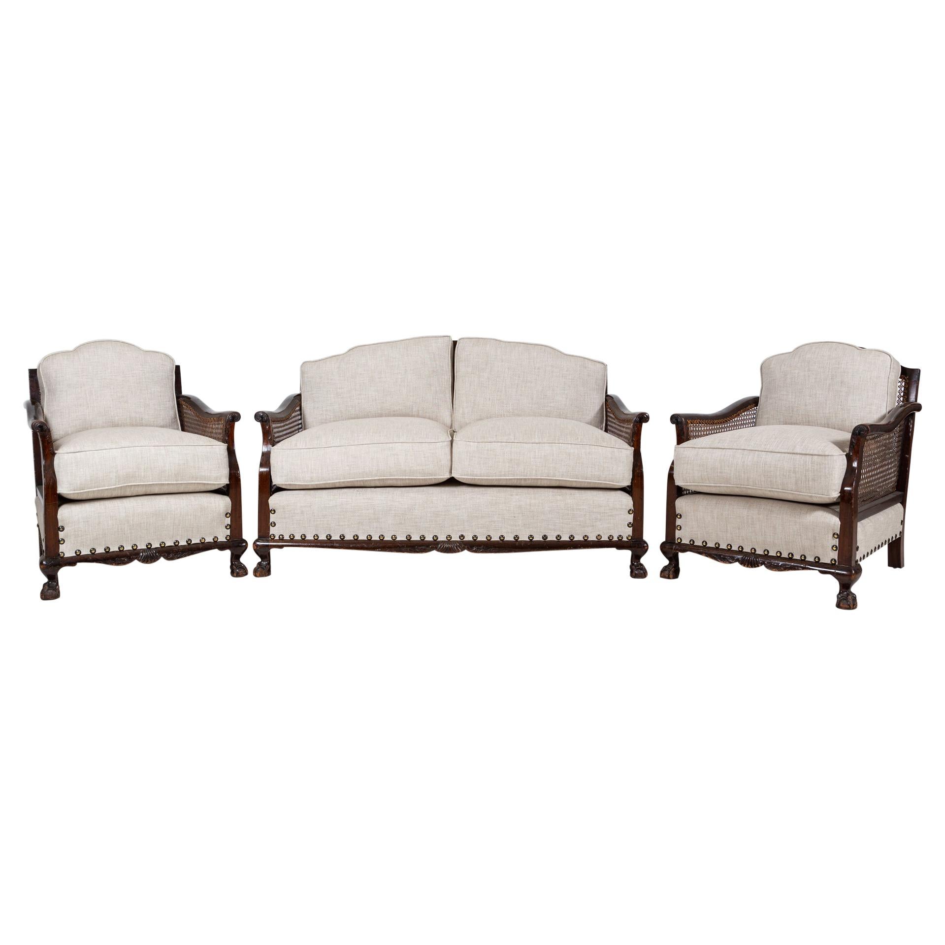 Original Regency Mahogany Framed Overside Lion Hair Paw Feet Sofa ...
