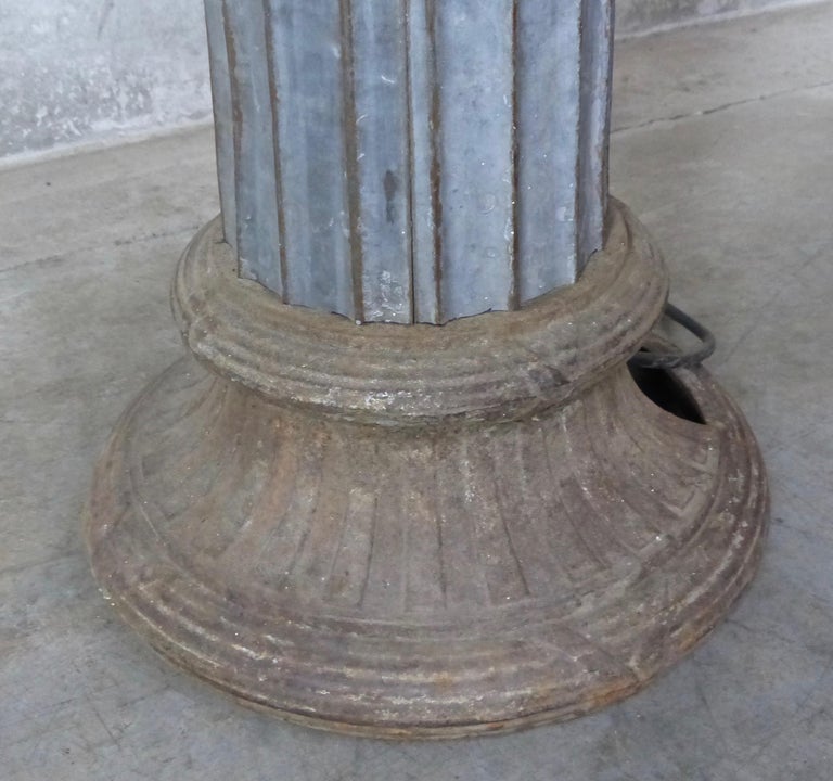 1930s Fluted Zinc Street Lamp with Original Shade at 1stDibs