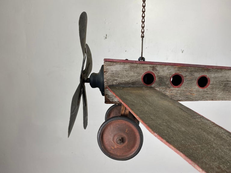 1930s Folk Art, Wood and Metal Airplane / Fan For Sale at 1stDibs