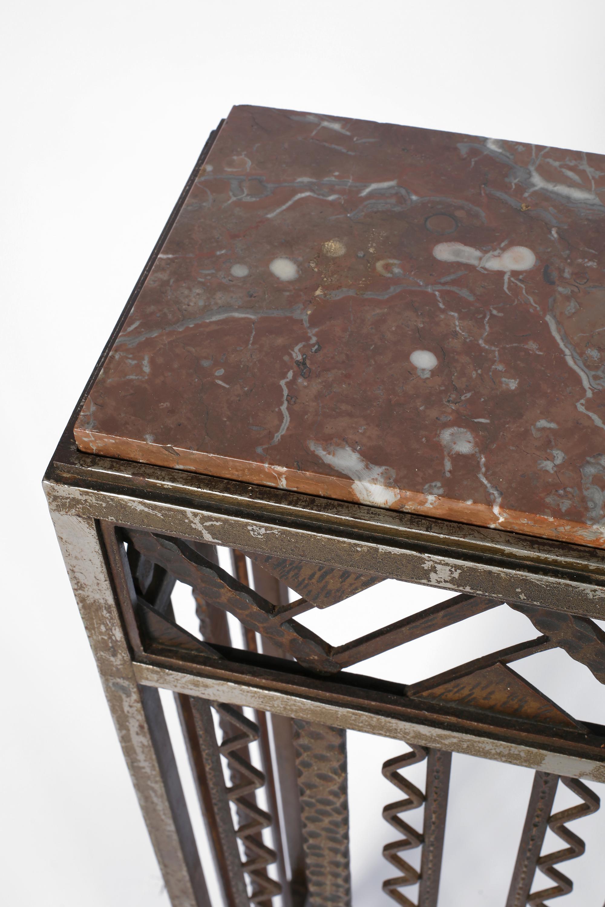 1930s French Art Deco Forged Iron and Marble Console Table Radiator ...