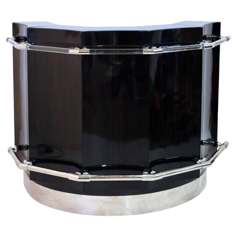 1930's French Art Deco Semi-Circular and Polygon Bar with Glass Handles ...
