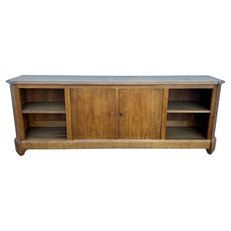 French Deep Oak Grain Low Cabinet/ Bookcase JMF Style For Sale at 1stDibs