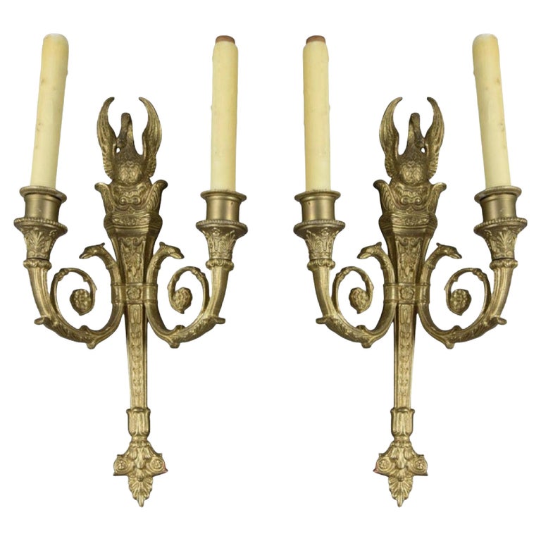 1930’s French Empire Style Bronze Sconces For Sale at 1stDibs