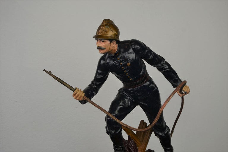 1930s French Fireman Firefighter Trophy Statue For Sale at 1stDibs