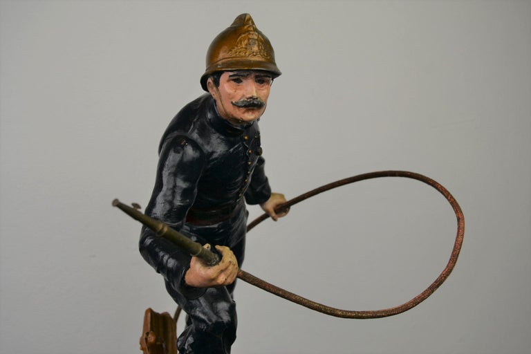1930s French Fireman Firefighter Trophy Statue For Sale at 1stDibs