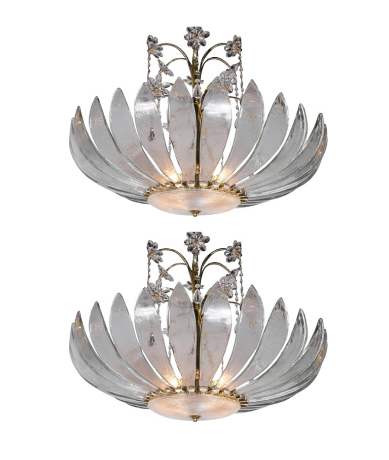 1930’s French Glass Leaves Light Fixture For Sale at 1stDibs
