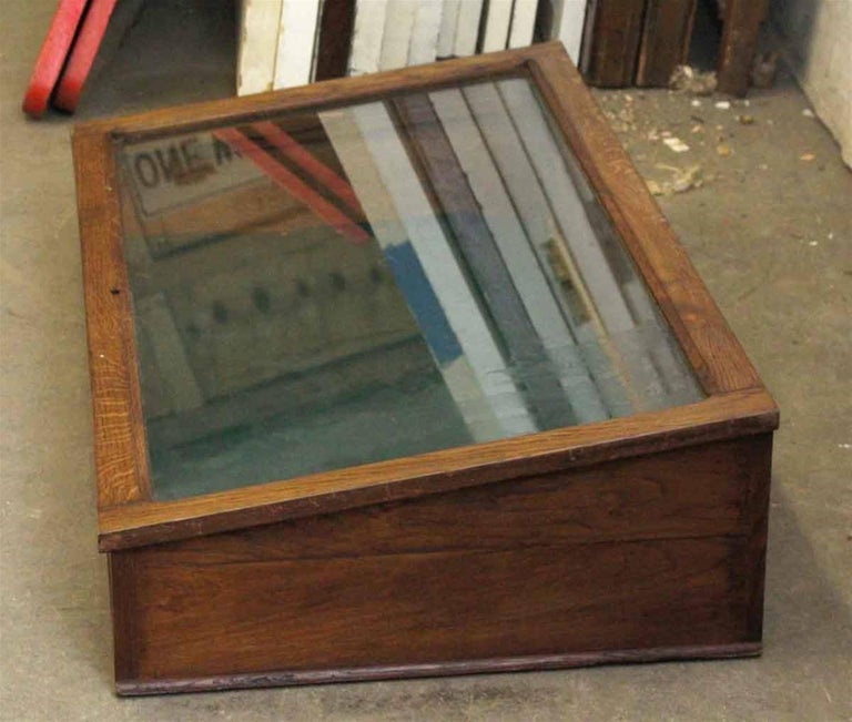 1930s French Oak Vintage Slant Table Top Display Case For Sale at ...