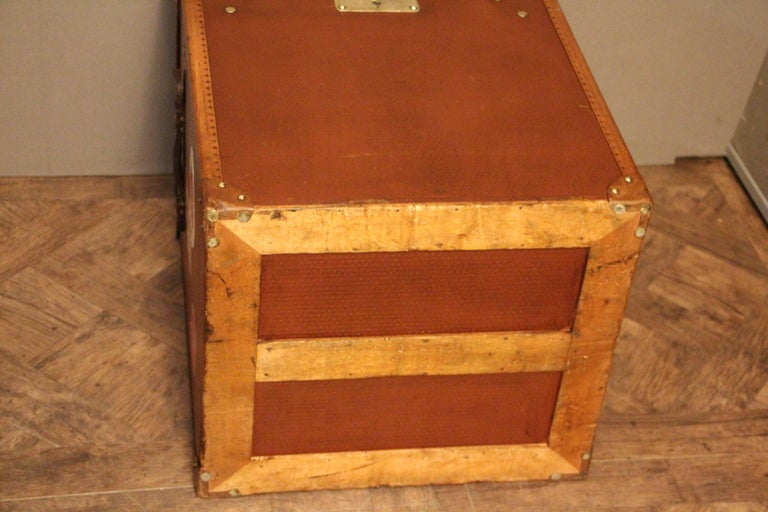 1930s French Tall Brown Canvas Hat Trunk, Hat Box at 1stDibs
