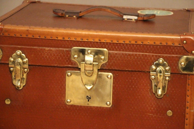 1930s French Tall Brown Canvas Hat Trunk, Hat Box at 1stDibs