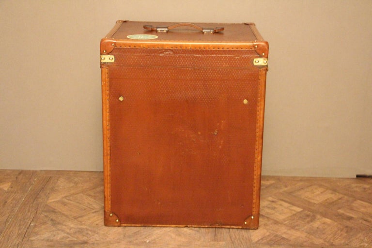 1930s French Tall Brown Canvas Hat Trunk, Hat Box at 1stDibs