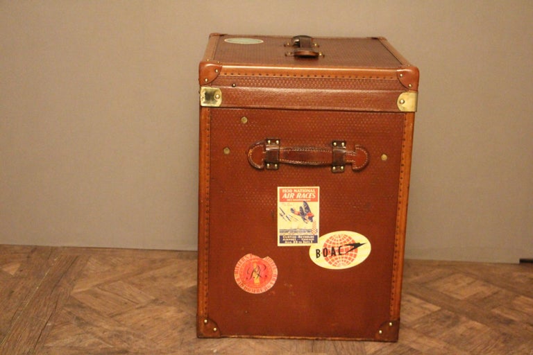 1930s French Tall Brown Canvas Hat Trunk, Hat Box at 1stDibs