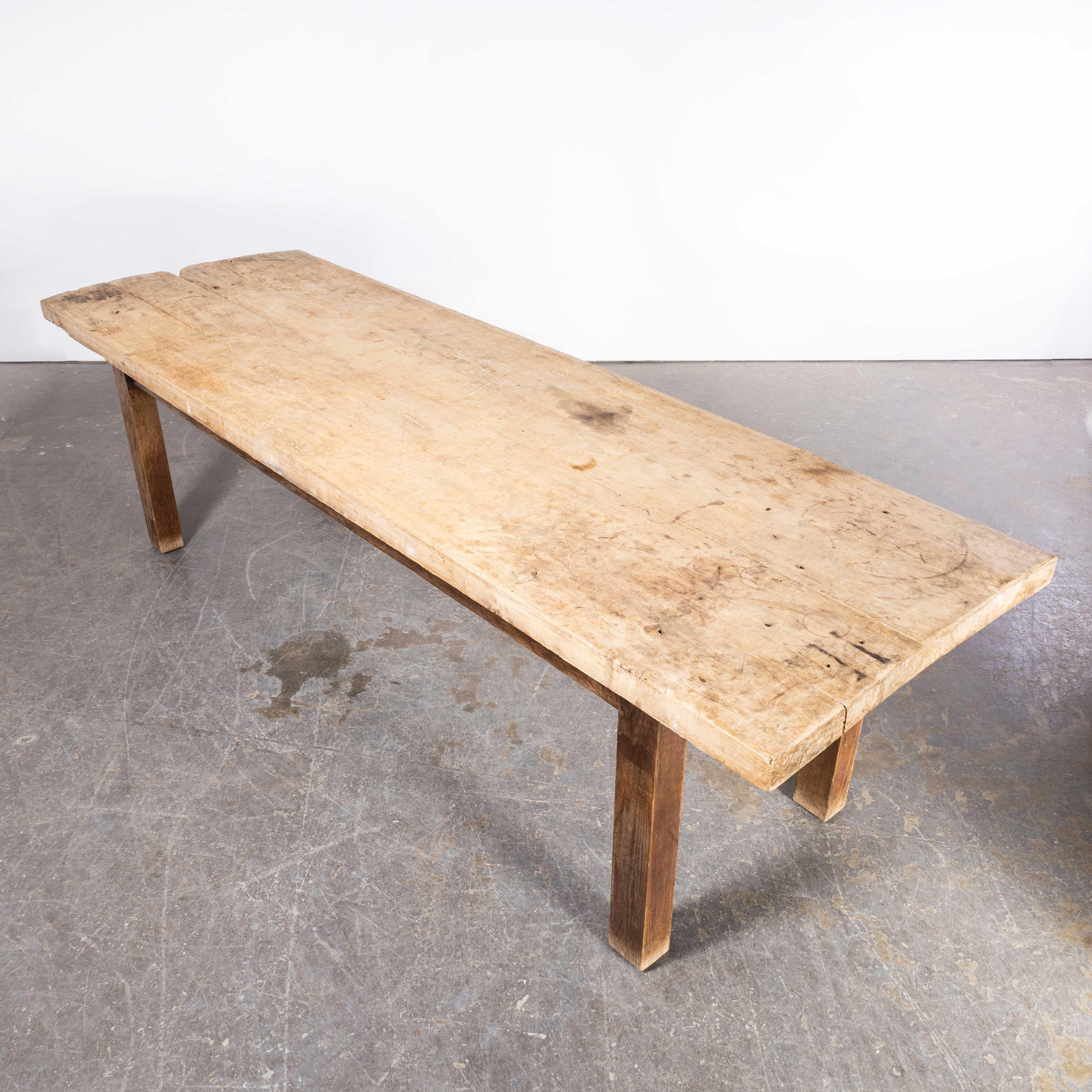 1930's French Thick Wild Oak Rectangular Farmhouse Dining Table ...