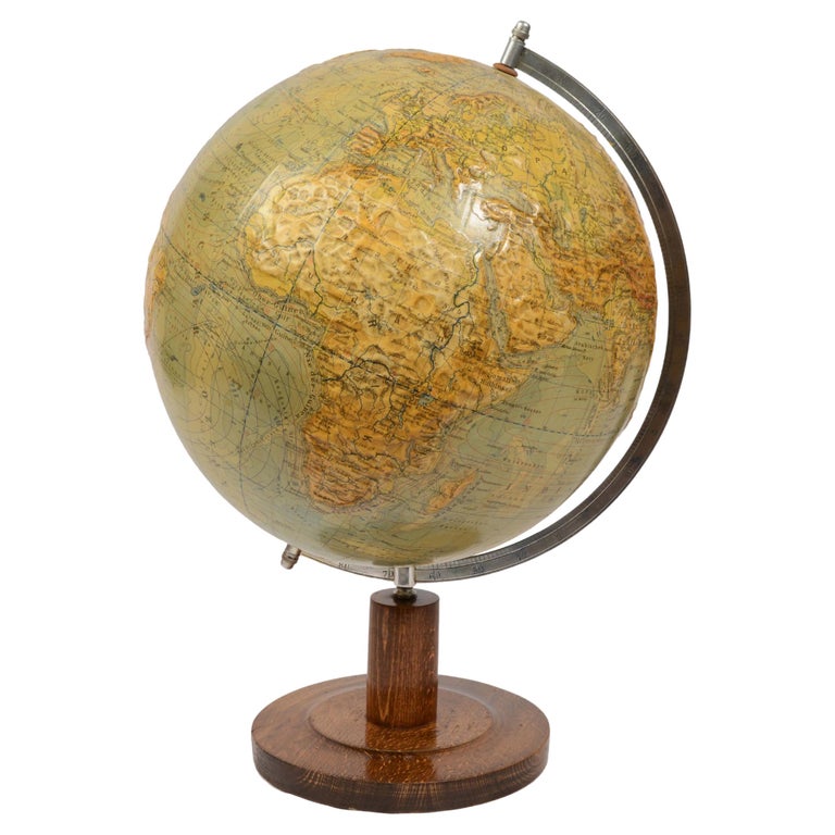 1930s German Terrestrial Relief Globe by Prof Arthur Krause for the ...