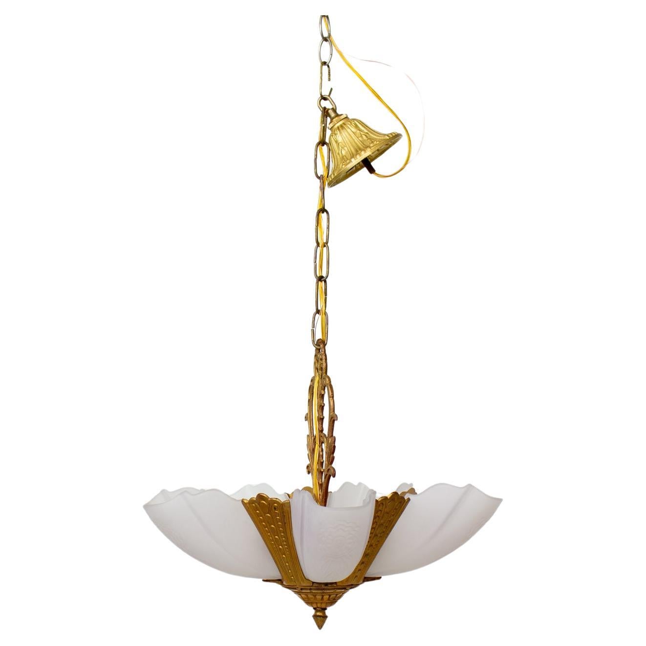 Art Deco Markel Slip Shade Ceiling Light Fixture at 1stDibs