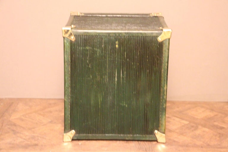 1930s Green Canvas "Cube Shape" French Hat Trunk by Cosmopolitan at 1stDibs