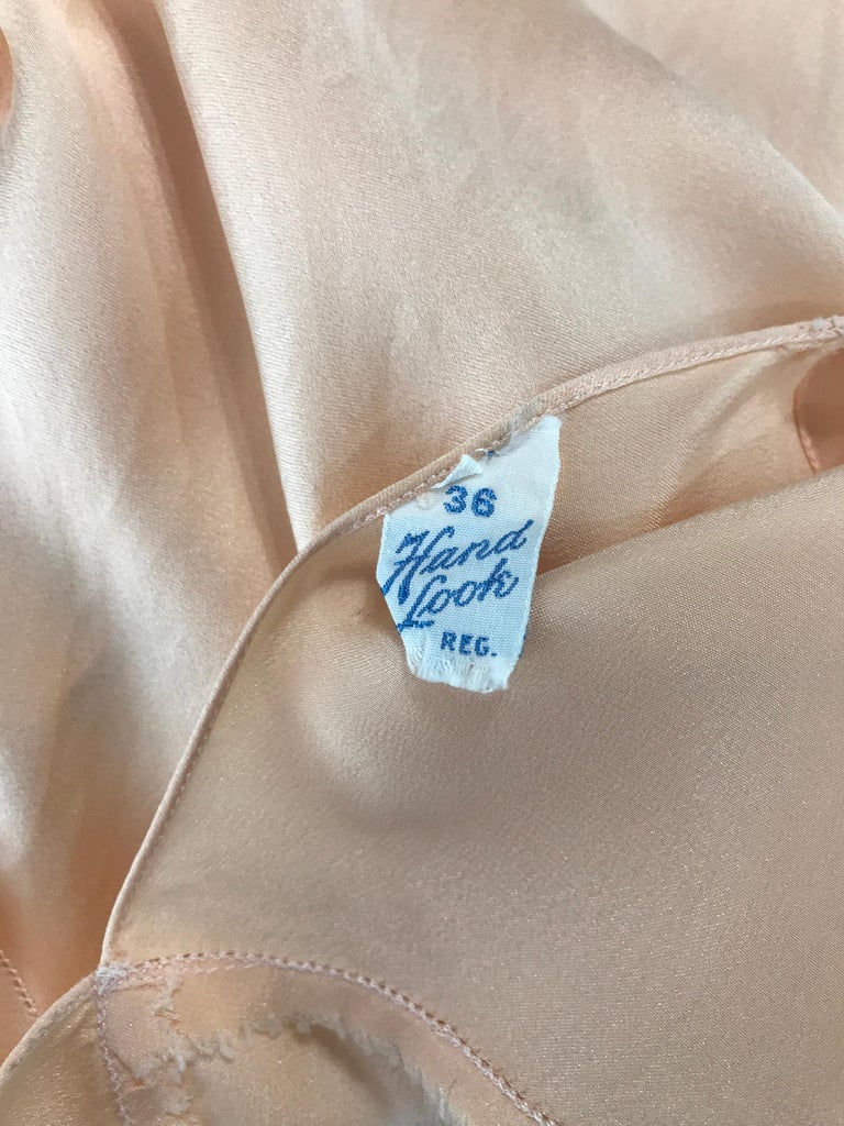 1930s Hand Look Peach Silk Applique Bias Cut Slip 36 For Sale at 1stDibs