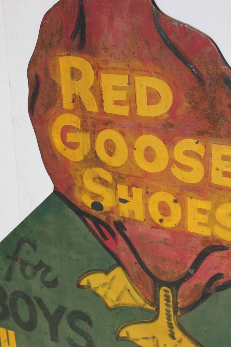 1930s Hand-Painted Double-Sided Sign "Red Goose Shoes" at 1stDibs